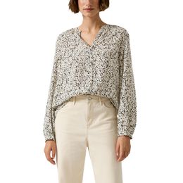 Langarmbluse s.Oliver, Damen, Gr. 40, grau floral, Web, Obermaterial: 100% Viskose, gemustert, regular fit normal, Rundhals, elastischer Bund, Blusen, mit All-Over Print