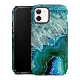 DeinDesign iPhone 12 Handy Panzer Handyh&uuml;lle robuste Outdoor H&uuml;lle Schutzh&uuml;lle matt Blue Stone Marble Tough Case