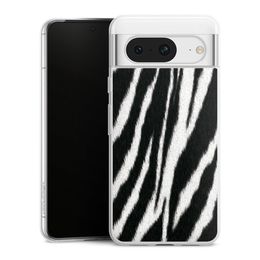 DeinDesign Google Pixel 8 Handy Slim Case Silikon Handyh&uuml;lle transparent H&uuml;lle extra d&uuml;nn Muster Zebra Fur Silikon Slim Case