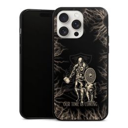 DeinDesign iPhone 15 Pro Max Handy Slim Case extra d&uuml;nn Silikon Handyh&uuml;lle schwarz H&uuml;lle Wikinger Vikings Tv Show Designs Silikon Slim Case