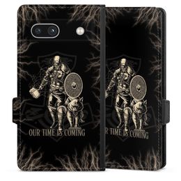 DeinDesign Google Pixel 7a Handy Klapph&uuml;lle Handyh&uuml;lle aus Kunst Leder schwarz Flip Case Tv Show Designs Wikinger Vikings Sideflip mit Lasche