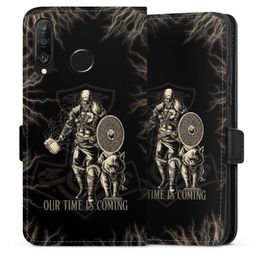 DeinDesign Huawei P30 Lite Handy Klapph&uuml;lle Handyh&uuml;lle aus Kunst Leder schwarz Flip Case Tv Show Designs Wikinger Vikings Sideflip mit Lasche