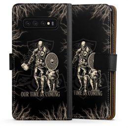 DeinDesign Galaxy S10 Handy Klapph&uuml;lle Handyh&uuml;lle aus Kunst Leder schwarz Flip Case Tv Show Designs Wikinger Vikings Sideflip mit Lasche