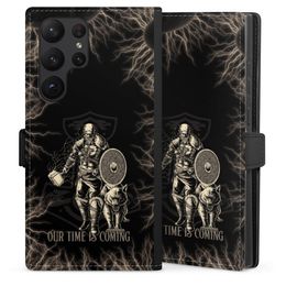 DeinDesign Galaxy S23 Ultra Handy Klapph&uuml;lle Handyh&uuml;lle aus Kunst Leder schwarz Flip Case Tv Show Designs Wikinger Vikings Sideflip mit Lasche