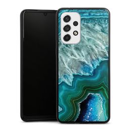 DeinDesign Galaxy A33 5G Handy Slim Case extra d&uuml;nn Silikon Handyh&uuml;lle schwarz H&uuml;lle Blue Stone Marble Silikon Slim Case