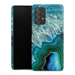 DeinDesign Galaxy A52s 5G Handy Premium Case Smartphone Handyh&uuml;lle Schutzh&uuml;lle gl&auml;nzend Blue Stone Marble Premium Case