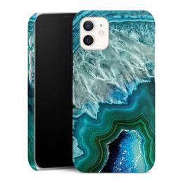 DeinDesign iPhone 12 mini Handy Premium Case Smartphone Handyh&uuml;lle Schutzh&uuml;lle matt Blue Stone Marble Premium Case