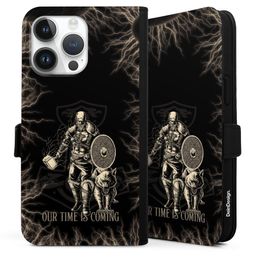 DeinDesign iPhone 14 Pro Max Handy Klapph&uuml;lle Handyh&uuml;lle aus Kunst Leder schwarz Flip Case Tv Show Designs Wikinger Vikings Sideflip mit Lasche