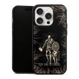 DeinDesign iPhone 15 Pro Handy Slim Case extra d&uuml;nn Silikon Handyh&uuml;lle schwarz H&uuml;lle Wikinger Vikings Tv Show Designs Silikon Slim Case