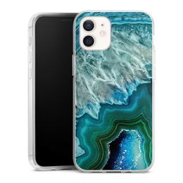 DeinDesign iPhone 12 Handy Silikon H&uuml;lle Case transparent Handyh&uuml;lle Blue Stone Marble Silikon Case
