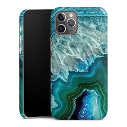 DeinDesign iPhone 12 Pro Handy Premium Case Smartphone Handyh&uuml;lle Schutzh&uuml;lle gl&auml;nzend Blue Stone Marble Premium Case