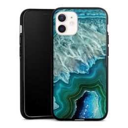 DeinDesign iPhone 12 mini Handy Silikon H&uuml;lle Case schwarz Handyh&uuml;lle Blue Stone Marble