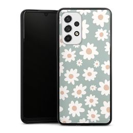 DeinDesign Galaxy A33 5G Handy Slim Case extra d&uuml;nn Silikon Handyh&uuml;lle schwarz H&uuml;lle Daisy Muster Flowers Silikon Slim Case