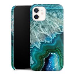 DeinDesign iPhone 12 Handy Premium Case Smartphone Handyh&uuml;lle Schutzh&uuml;lle matt Blue Stone Marble Premium Case