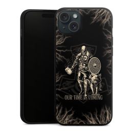 DeinDesign iPhone 15 Plus Handy Premium Silikon H&uuml;lle Handyh&uuml;lle schwarz Case Tv Show Designs Wikinger Vikings Silikon Premium Case