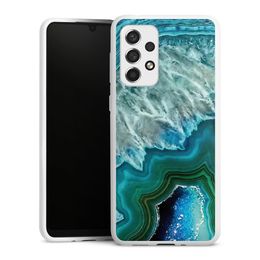 DeinDesign Galaxy A33 5G Handy Silikon H&uuml;lle Case wei&szlig; Handyh&uuml;lle Blue Stone Marble Silikon Case