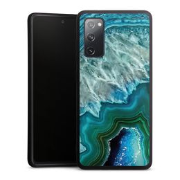 DeinDesign Galaxy S20 FE 5G Handy Premium Silikon H&uuml;lle Handyh&uuml;lle schwarz Case Blue Stone Marble Silikon Premium Case