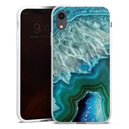 DeinDesign iPhone Xr Handy Silikon H&uuml;lle Case wei&szlig; Handyh&uuml;lle Stone Blue Marble Silikon Case