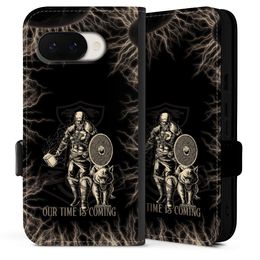 DeinDesign Google Pixel 9a Handy Klapph&uuml;lle Handyh&uuml;lle aus Kunst Leder schwarz Flip Case Tv Show Designs Wikinger Vikings Sideflip mit Lasche