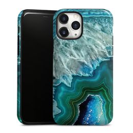DeinDesign iPhone 11 Pro Handy Panzer Handyh&uuml;lle robuste Outdoor H&uuml;lle Schutzh&uuml;lle gl&auml;nzend Stone Marble Blue Tough Case