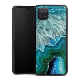 DeinDesign Galaxy A12 Handy Silikon H&uuml;lle Case schwarz Handyh&uuml;lle Stone Marble Blue