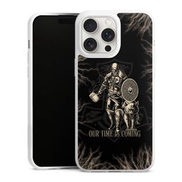 DeinDesign iPhone 15 Pro Max Handy Silikon H&uuml;lle Case wei&szlig; Handyh&uuml;lle Wikinger Vikings Tv Show Designs Silikon Case