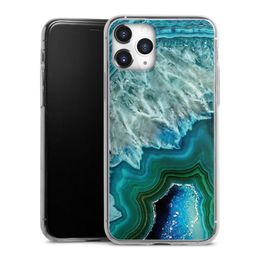 DeinDesign iPhone 11 Pro Handy Slim Case Silikon Handyh&uuml;lle transparent H&uuml;lle extra d&uuml;nn Blue Stone Marble Silikon Slim Case