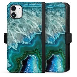 DeinDesign iPhone 11 Handy Klapph&uuml;lle Handyh&uuml;lle aus Kunst Leder schwarz Flip Case Stone Blue Marble Sideflip mit Lasche