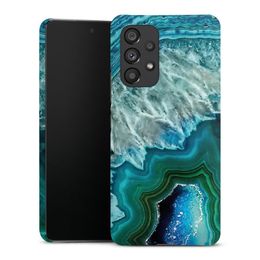 DeinDesign Galaxy A53 5G Handy Premium Case Smartphone Handyh&uuml;lle Schutzh&uuml;lle matt Stone Marble Blue Premium Case