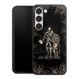 DeinDesign Galaxy S23 Handy Premium Silikon H&uuml;lle Handyh&uuml;lle schwarz Case Tv Show Designs Wikinger Vikings Silikon Premium Case