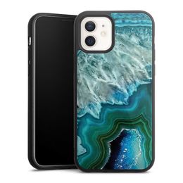 DeinDesign iPhone 12 Handy Gallery Case Handyh&uuml;lle 9H Geh&auml;rtetes Glas R&uuml;ckseite H&uuml;lle Blue Stone Marble Gallery Case