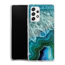 DeinDesign Galaxy A53 5G Handy Silikon H&uuml;lle Case transparent Handyh&uuml;lle Blue Stone Marble Silikon Case