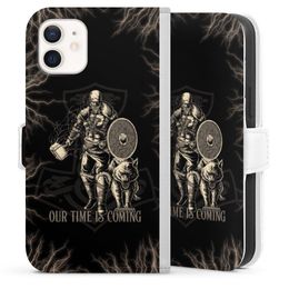 DeinDesign iPhone 12 mini Handy Klapph&uuml;lle Handyh&uuml;lle aus Kunst Leder wei&szlig; Flip Case Wikinger Vikings Tv Show Designs Sideflip mit Lasche