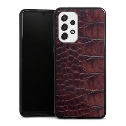 DeinDesign Galaxy A33 5G Handy Slim Case extra d&uuml;nn Silikon Handyh&uuml;lle schwarz H&uuml;lle Leather Crocodile Animal Print Silikon Slim Case