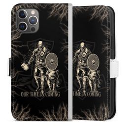 DeinDesign iPhone 12 Pro Handy Klapph&uuml;lle Handyh&uuml;lle aus Kunst Leder wei&szlig; Flip Case Tv Show Designs Wikinger Vikings Sideflip mit Lasche