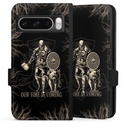 DeinDesign Google Pixel 8 Pro Handy Klapph&uuml;lle Handyh&uuml;lle aus Kunst Leder schwarz Flip Case Tv Show Designs Wikinger Vikings Sideflip mit Lasche