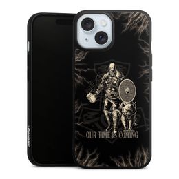 DeinDesign iPhone 15 Handy Premium Silikon H&uuml;lle Handyh&uuml;lle schwarz Case Tv Show Designs Wikinger Vikings Silikon Premium Case