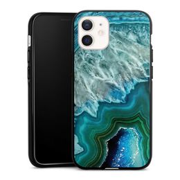 DeinDesign iPhone 12 Handy Silikon H&uuml;lle Case schwarz Handyh&uuml;lle Blue Stone Marble
