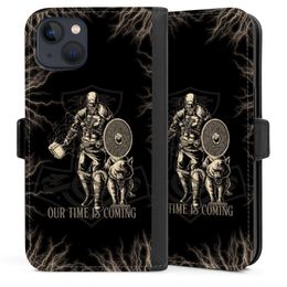 DeinDesign iPhone 13 Handy Klapph&uuml;lle Handyh&uuml;lle aus Kunst Leder schwarz Flip Case Tv Show Designs Wikinger Vikings Sideflip mit Lasche