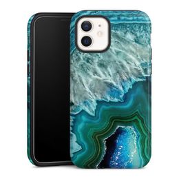 DeinDesign iPhone 12 mini Handy Panzer Handyh&uuml;lle robuste Outdoor H&uuml;lle Schutzh&uuml;lle gl&auml;nzend Blue Stone Marble Tough Case