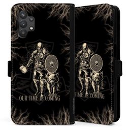 DeinDesign Galaxy A32 5G Handy Klapph&uuml;lle Handyh&uuml;lle aus Kunst Leder schwarz Flip Case Wikinger Vikings Tv Show Designs Sideflip mit langer Lasche