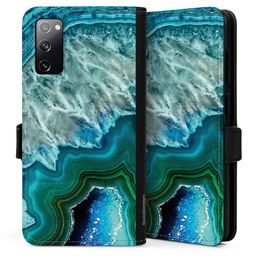 DeinDesign Galaxy S20 Handy Klapph&uuml;lle Handyh&uuml;lle aus Kunst Leder schwarz Flip Case Stone Blue Marble Sideflip mit Lasche