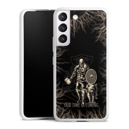 DeinDesign Galaxy S22 Handy Silikon H&uuml;lle Case wei&szlig; Handyh&uuml;lle Tv Show Designs Wikinger Vikings Silikon Case