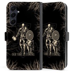 DeinDesign Galaxy A35 5G Handy Klapph&uuml;lle Handyh&uuml;lle aus Kunst Leder schwarz Flip Case Tv Show Designs Wikinger Vikings Sideflip mit Lasche