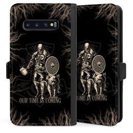 DeinDesign Galaxy S10 Plus Handy Klapph&uuml;lle Handyh&uuml;lle aus Kunst Leder schwarz Flip Case Tv Show Designs Wikinger Vikings Sideflip mit Lasche
