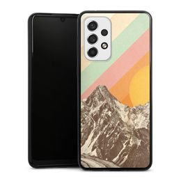 DeinDesign Galaxy A33 5G Handy Slim Case extra d&uuml;nn Silikon Handyh&uuml;lle schwarz H&uuml;lle Sunshine Retro Mountain Silikon Slim Case