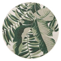 KADIMA DESIGN OUTDOORTEPPICH, mit Palmen-Motiv, Gr&uuml;n, &Oslash; 160 cm