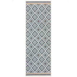KADIMA DESIGN OUTDOORTEPPICH Waschbar FLEET, geometrisch, aus Polypropylen, Blau-Gelb, 80 x 230 cm