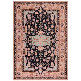 KADIMA DESIGN WOLLTEPPICH SOAR, mit Traditionelles Blumenmuster, Rosa-Schwarz, 120 x 170 cm