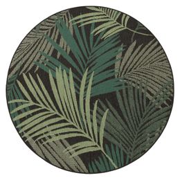 KADIMA DESIGN OUTDOORTEPPICH, mit Palmblatt-Muster, Schwarz, &Oslash; 160 cm